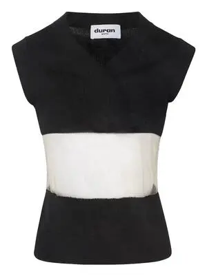 DURAN LANTINK V-neck Knitted Vest - Black