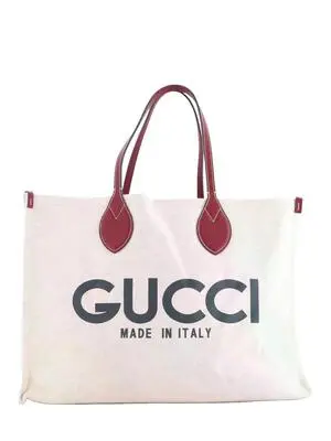 Gucci Logo Shopper Printed Canvas Medium Tote Bag - Neutrals
