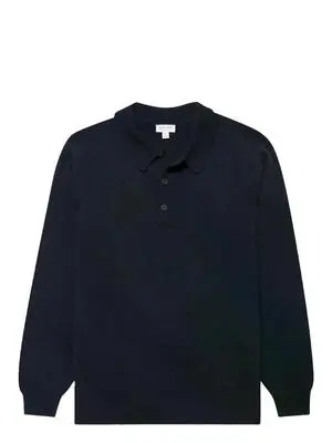Sunspel Ribbed-knit Polo Shirt - Blue