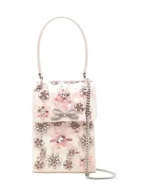 SELF-PORTRAIT Floral-crystal Satin Mini Tote Bag - Pink