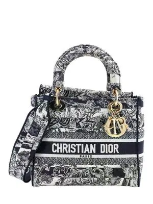 DIOR Lady D-Lite Embroidered Canvas Medium Satchel
