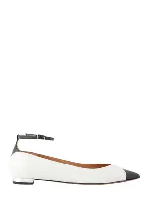 AQUAZZURA Pointed Ankle-strap Ballet Flats - White