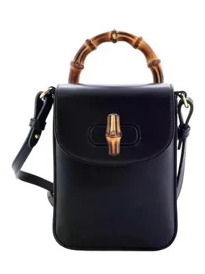 Gucci Bamboo Top Handle Leather Mini Backpack - Black