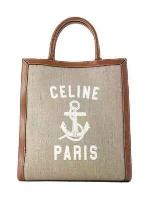 Celine Vertical Cabas Printed Canvas And Leather Tote Bag - Brown