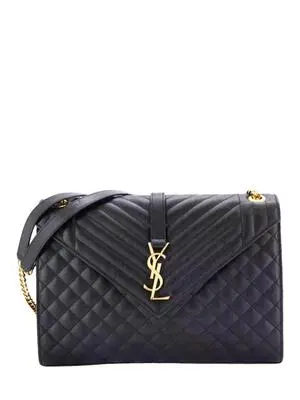 Saint Laurent Classic Monogram Envelope Satchel - Black