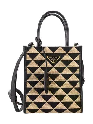 Prada Symbole Shopper Tote Jacquard Mini Crossbody Bag - Black