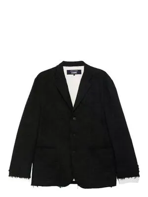 Comme Des Garçons Single-breasted Frayed-edge Blazer - Black