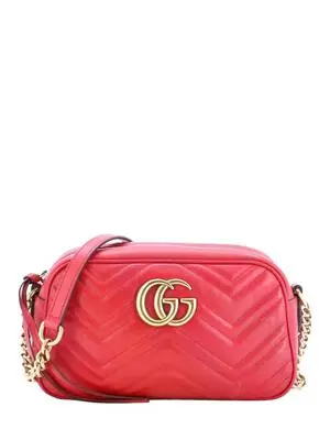 Gucci Gg Marmont Matelassé Leather Small Shoulder Bag - Red