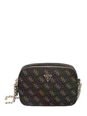 Guess Monogram Chain Crossbody Bag - Brown