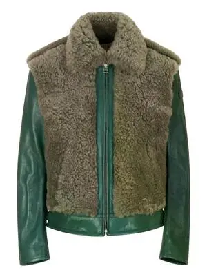 Marni Leather And Shearling Jacket - Green