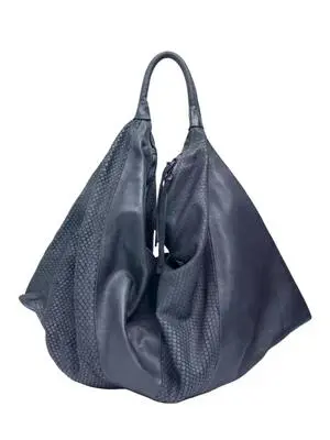 SOMMET Snakeskin-embossed Shoulder Bag - Blue