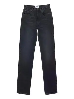Jean Paul Gaultier Logo-patch High-waist Straight-leg Jeans - Black