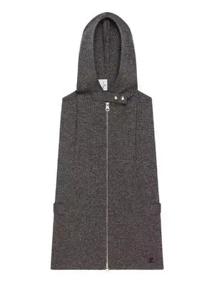 COURREGES Zip-up Hooded Vest - Grey
