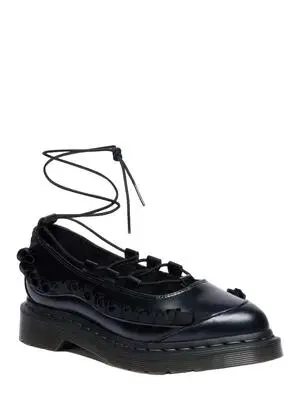 Dr. Martens Elphie Ii Frill Leather Ballet Flats - Black
