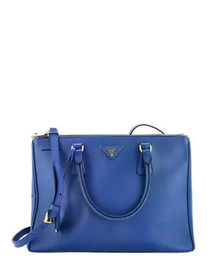 Prada Double Zip Lux Saffiano Leather Medium Tote Bag - Blue