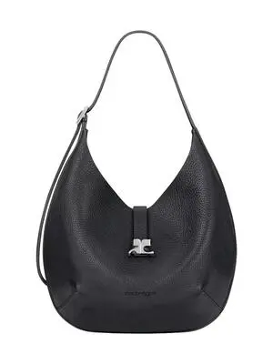 COURREGES Logo-buckle Shoulder Bag - Black