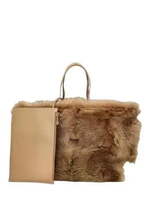 TOD'S Shearling Small Tote Bag - Brown