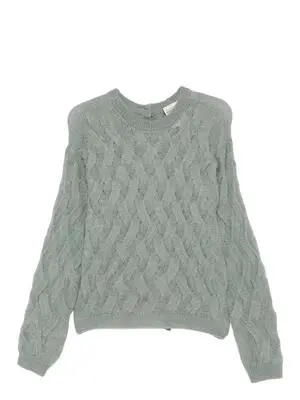SEMICOUTURE Cable-knit Sweater With Bow Detail - Grey