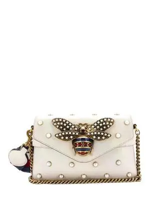 GUCCI Broadway Pearly Bee Embellished Mini Shoulder Bag