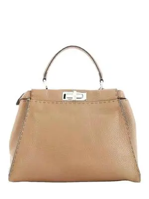 Fendi Selleria Peekaboo Bag Rigid Leather Regular Satchel - Brown
