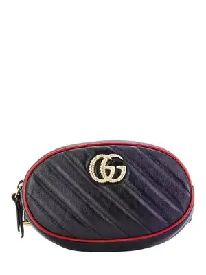 Gucci GG Marmont Diagonal Quilted Leather Belt Bag Black