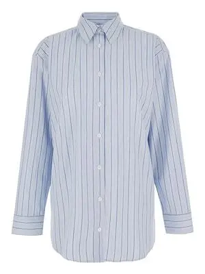 TOTEME Striped Cotton Shirt - Blue