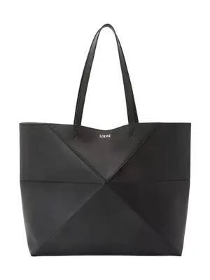 Loewe Puzzle Fold Horizontal M Tote Bag - Black