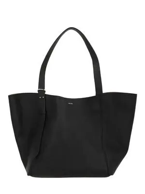 Max Mara Leather Tote Bag With Strap Detail - Black