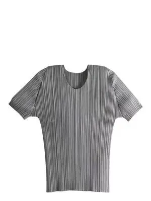 Issey Miyake Pleated Short-sleeve Top - Grey