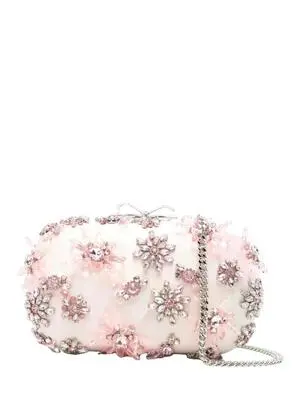 SELF-PORTRAIT Floral-embellished Clutch Bag - Pink