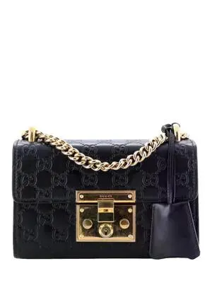Gucci Padlock Shoulder Bag Sisma Leather Small - Black