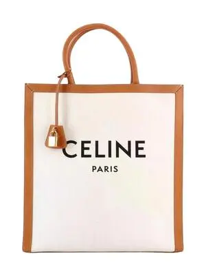 Celine Vertical Cabas Canvas And Leather Large Tote Bag - Neutrals