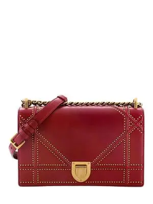 Dior Diorama Flap Bag Studded Leather Shoulder Bag - Red