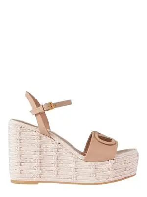VALENTINO Valentino Garavani VLogo Cut-Out Leather Wedge Sandals