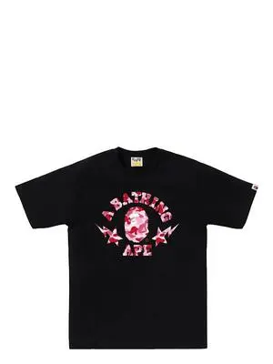 A BATHING APE Abc Camo Sta College Tee Shirt - Black/pink