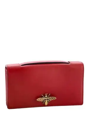 Dior Bee Leather Clutch Bag Red
