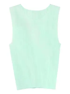 Issey Miyake Monthly Colors: May Pleated Sleeveless Top Green