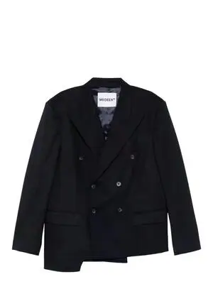 MEDEEA Asymmetrical Double-breasted Blazer - Blue