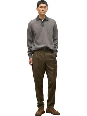 Johnstons Of Elgin Tweel & Brown Cahmere Rugby Hirt - Grey