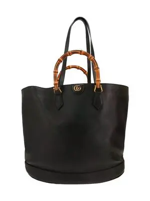 Gucci Bamboo-handle Leather Tote Bag - Black