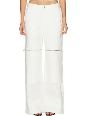 HAELO Flex Waist Zip Cargo Pant - Ivory