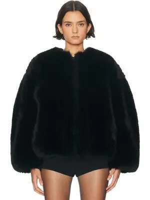 HAELO Faux Fur Bomber - Black