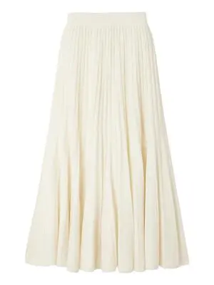 Arch4 Sabrina Pleated Organic Cashmere Midi Skirt - Ivory