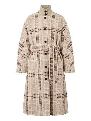 Loro Piana Checked Wool-blend Tweed Coat - Cream