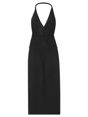 Attico Halterneck Jersey Midi Dress - Black