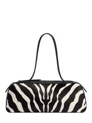 Khaite Simona Shoulder Bag In Zebra Print Haircalf - Black / White