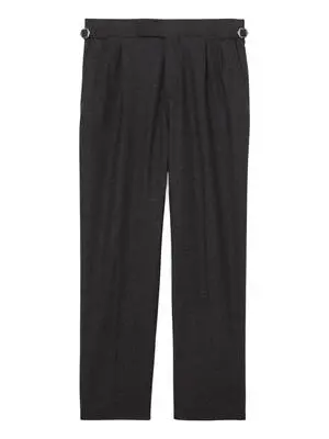 REISS Wool-blend Flannel Wide-leg Trousers - Charcoal Grey