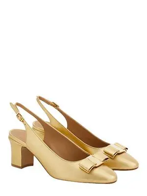 FERRAGAMO Vetty 55 Slingback Pumps - Gold Lux F
