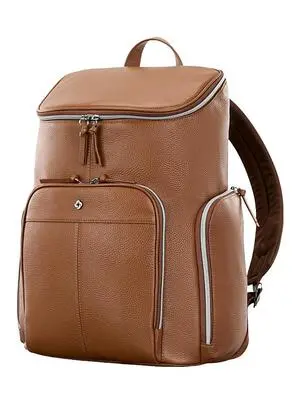SAMSONITE Leather Deluxe Backpack - Cognac