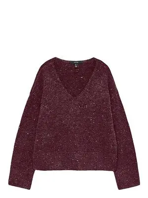 Vero Moda Tabita Long Sleeve V Neck Pullover Sweater - Wine